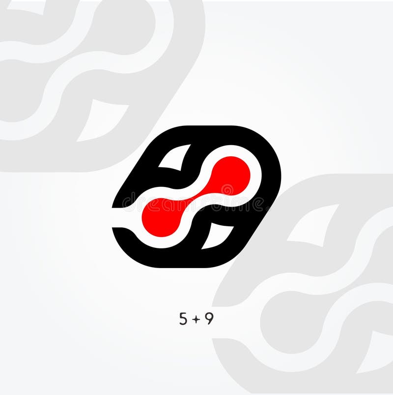 Number 59 Logo Connected As One Unit Like a Chain Stock Vector ...