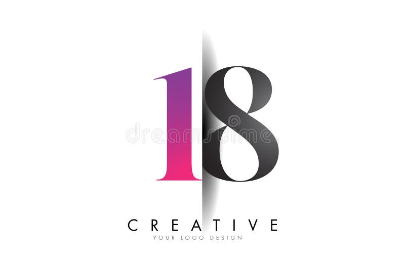 18 1 8 Number Logo with Creative Shadow Cut Design Stock Vector ...