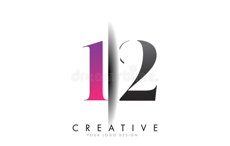 12 1 2 Number Logo with Creative Shadow Cut Design Stock Vector ...