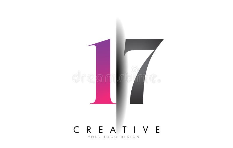 17 1 7 Number Logo with Creative Shadow Cut Design Stock Vector ...