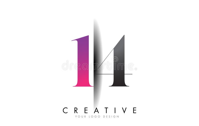 14 1 4 Number Logo with Creative Shadow Cut Design Stock Vector ...