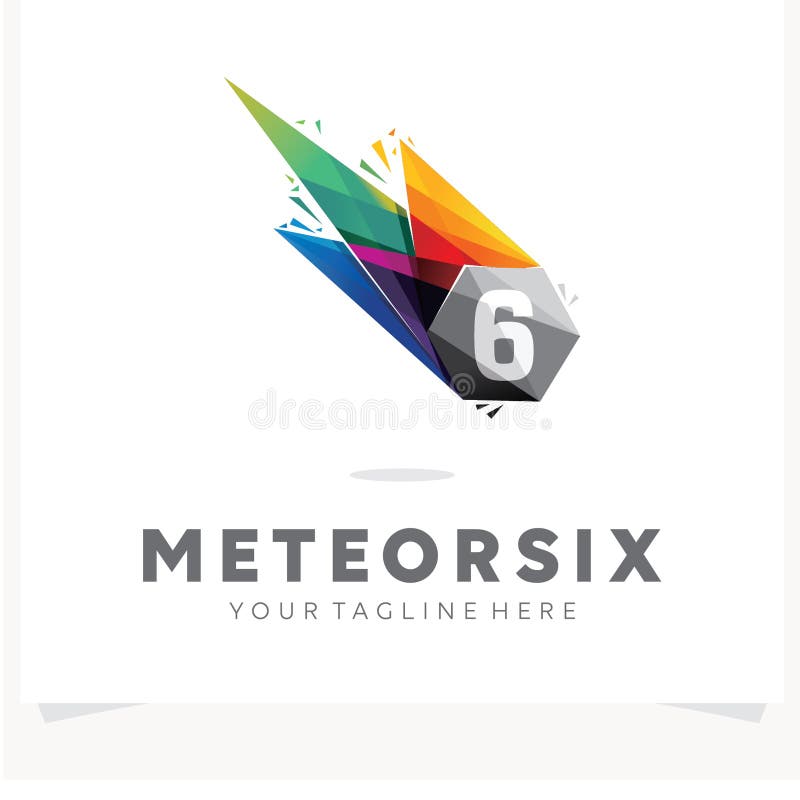 Number 6 Logo Design with Colorful Polygon Comet, Logo Design Template ... Number 6 Logo Design with Colorful Polygon Comet, Logo Design Template ...