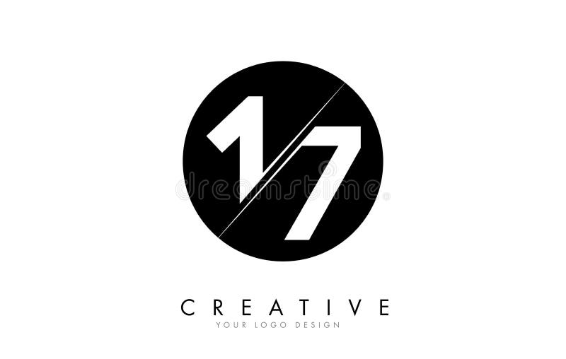 17 1 7 Number Logo Design with a Creative Cut and Black Circle ...