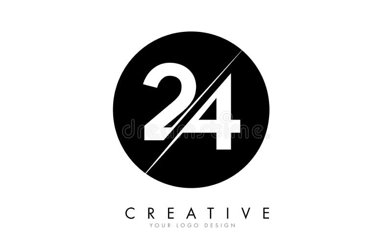 24 2 4 Number Logo Design with a Creative Cut and Black Circle ...
