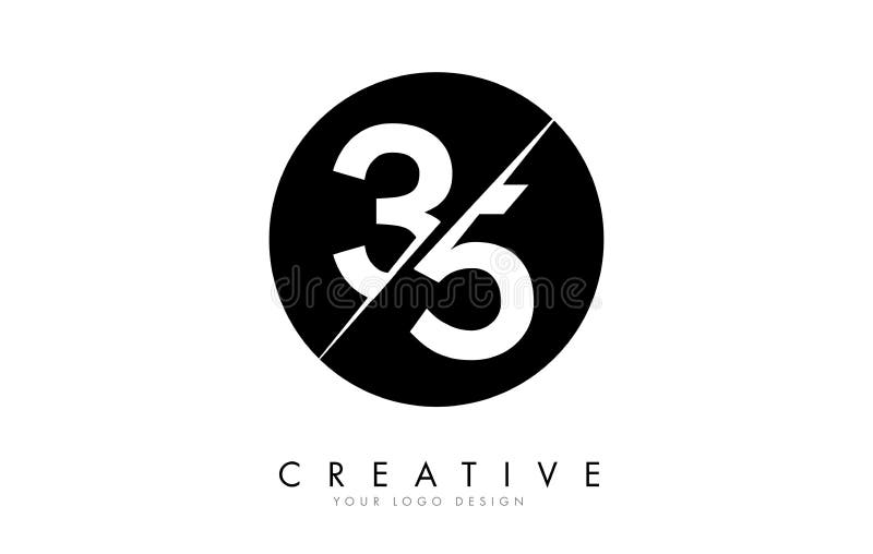 35 3 5 Number Logo Design with a Creative Cut and Black Circle ...