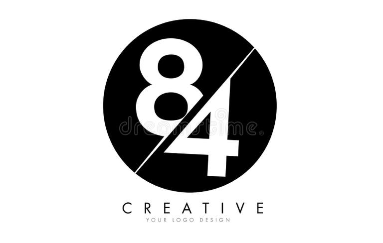84 8 4 Number Logo Design with a Creative Cut and Black Circle ...