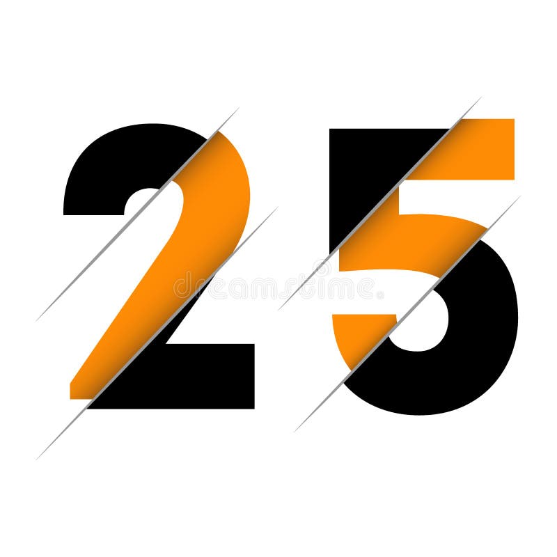 25 2 5 Number Logo Design with a Creative Cut and Black Circle ...