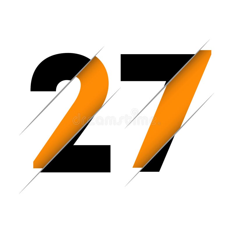 27 2 7 Number Logo Design with a Creative Cut and Black Circle ...