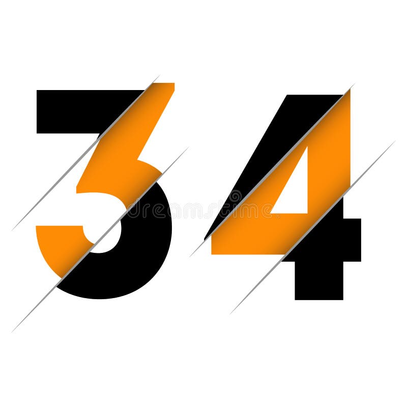 34 3 4 Number Logo Design with a Creative Cut and Black Circle ...