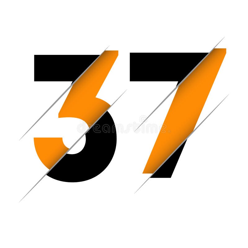 37 3 7 Number Logo Design with a Creative Cut and Black Circle ...