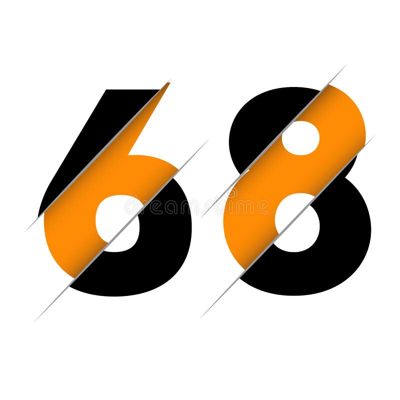 68 6 8 Number Logo Design with a Creative Cut and Black Circle ...