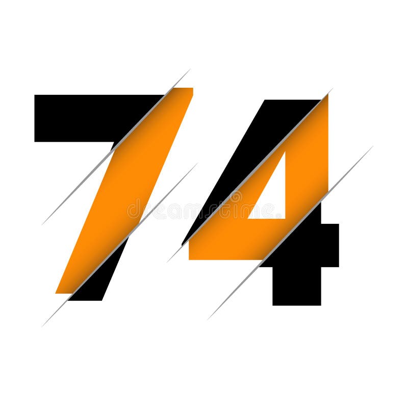 74 7 4 Number Logo Design with a Creative Cut and Black Circle ...