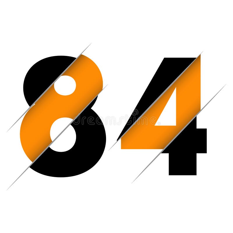 84 8 4 Number Logo Design with a Creative Cut and Black Circle ...