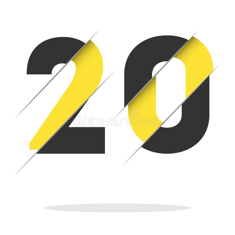 20 2 0 Number Logo Design with a Creative Cut and Black Circle ...