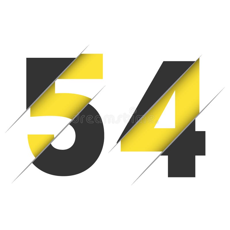 54 5 4 Number Logo Design with a Creative Cut and Black Circle ...