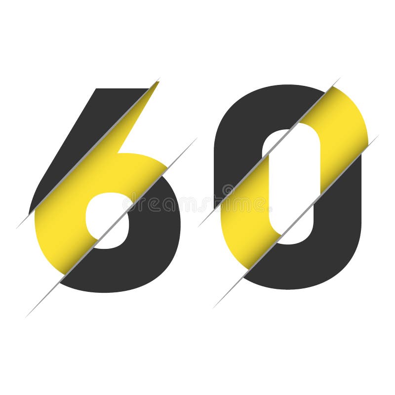 60 6 0 Number Logo Design with a Creative Cut and Black Circle ...