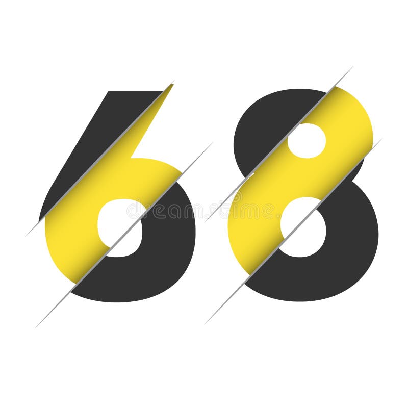 68 6 8 Number Logo Design with a Creative Cut and Black Circle ...