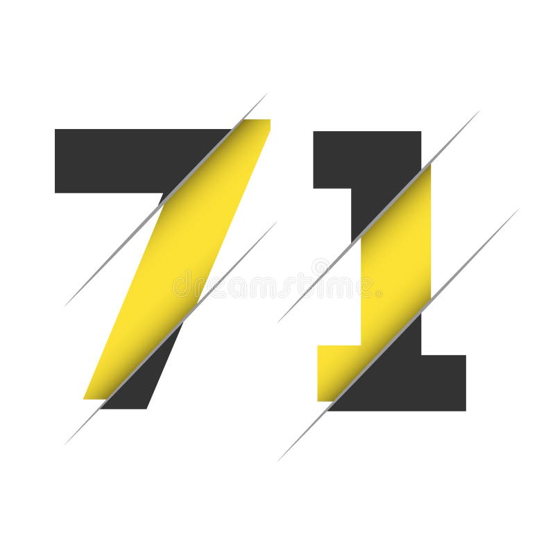 71 7 1 Number Logo Design with a Creative Cut and Black Circle ...