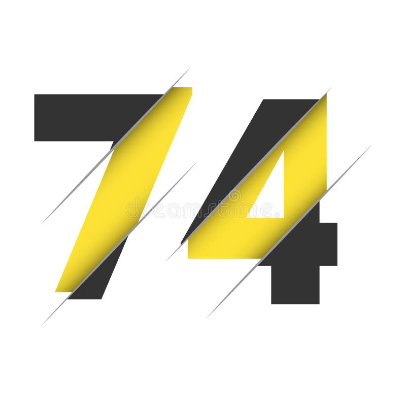 74 7 4 Number Logo Design with a Creative Cut and Black Circle ...