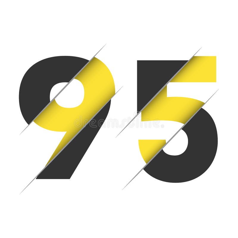 95 9 5 Number Logo Design with a Creative Cut and Black Circle ...