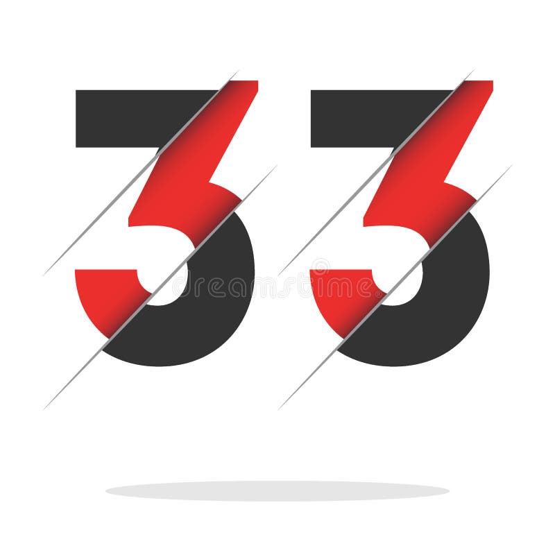 33 3 3 Number Logo Design with a Creative Cut and Black Circle ...