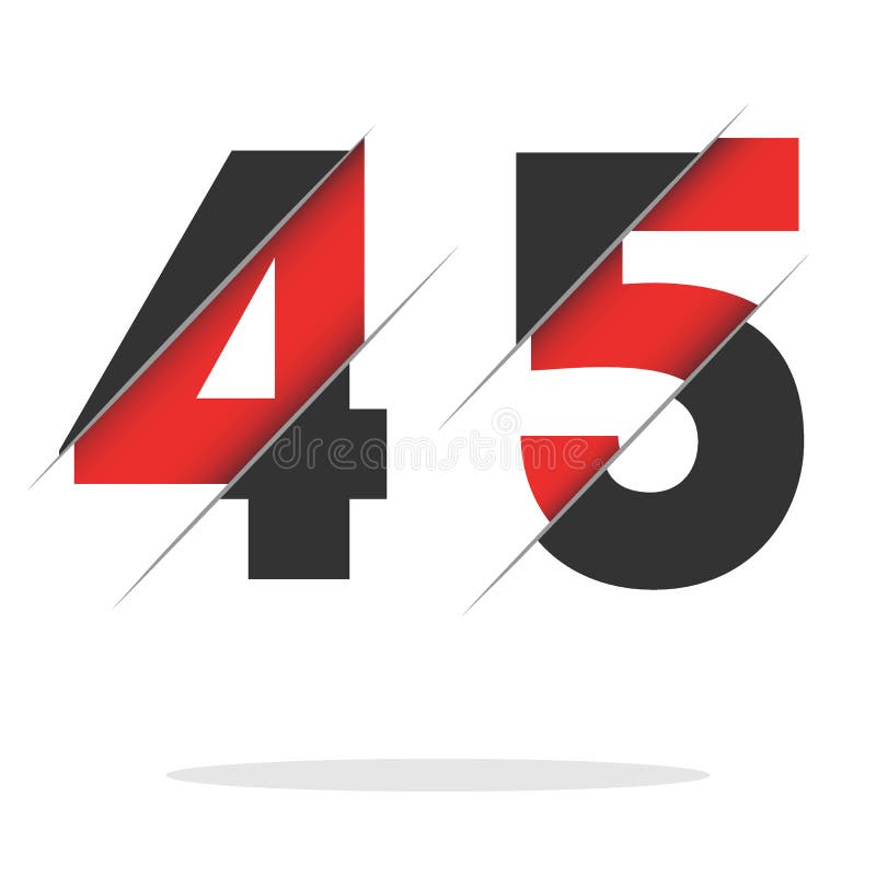 45 4 5 Number Logo Design with a Creative Cut and Black Circle ...