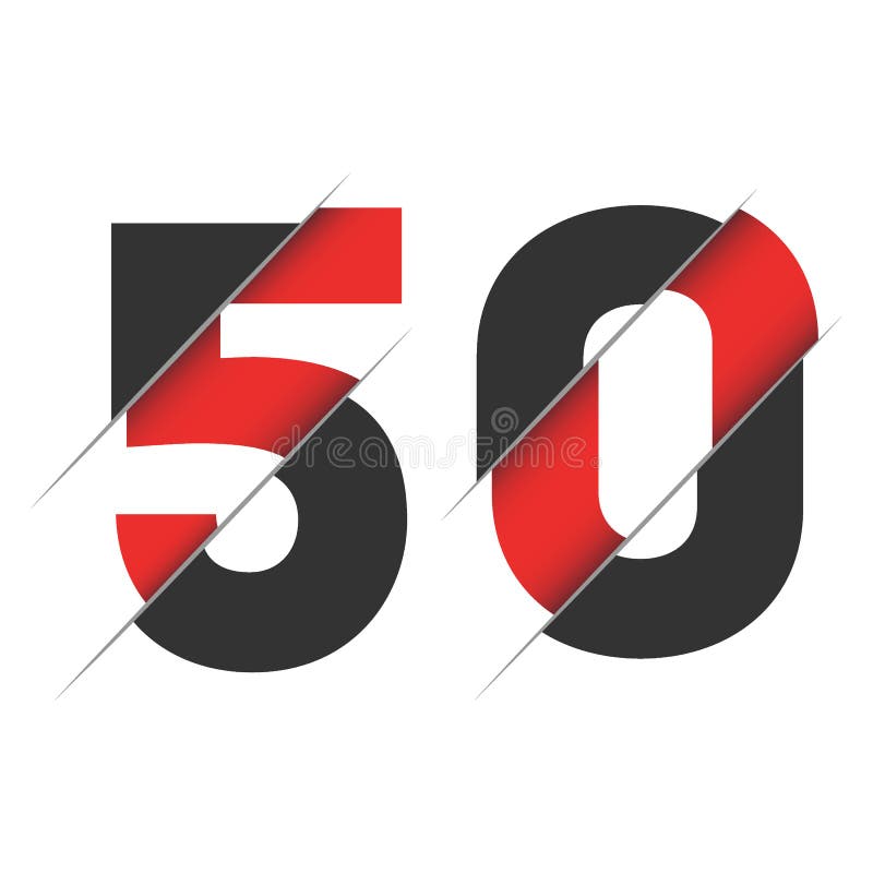 50 5 0 Number Logo Design with a Creative Cut and Black Circle ...