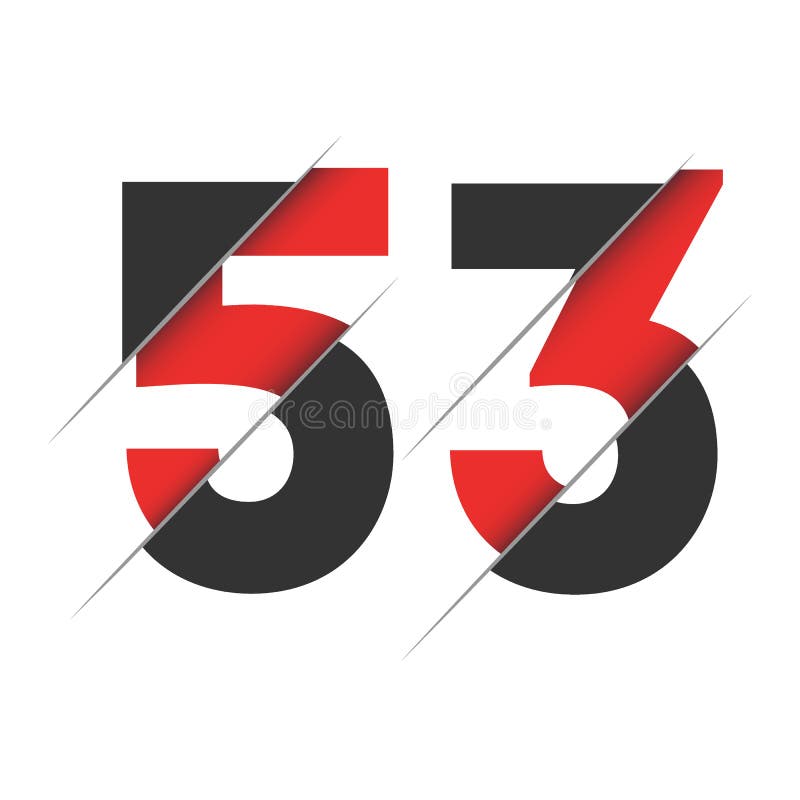 53 5 3 Number Logo Design with a Creative Cut and Black Circle ...