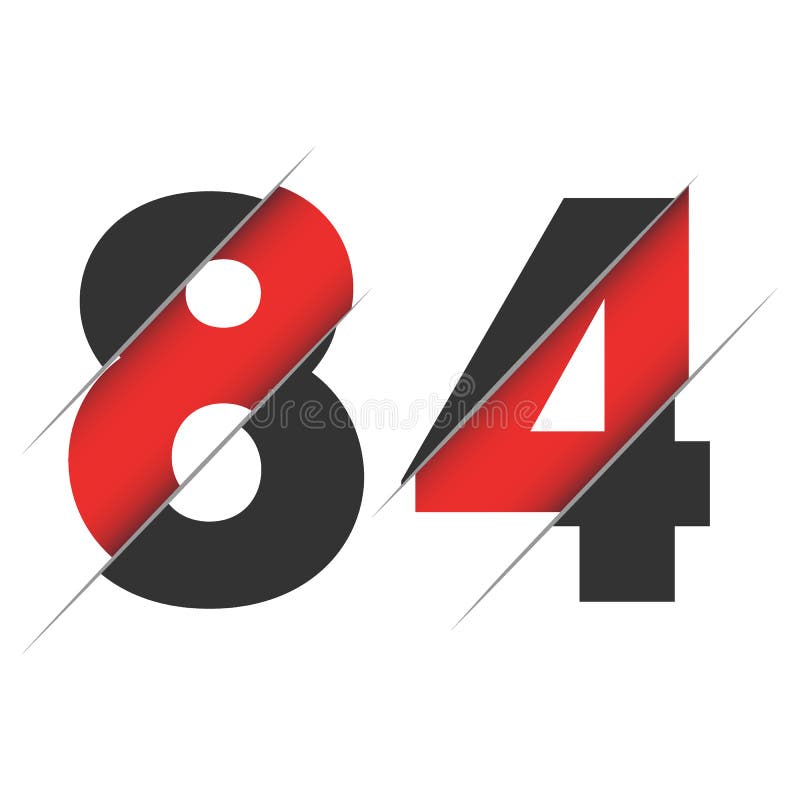84 8 4 Number Logo Design with a Creative Cut and Black Circle ...