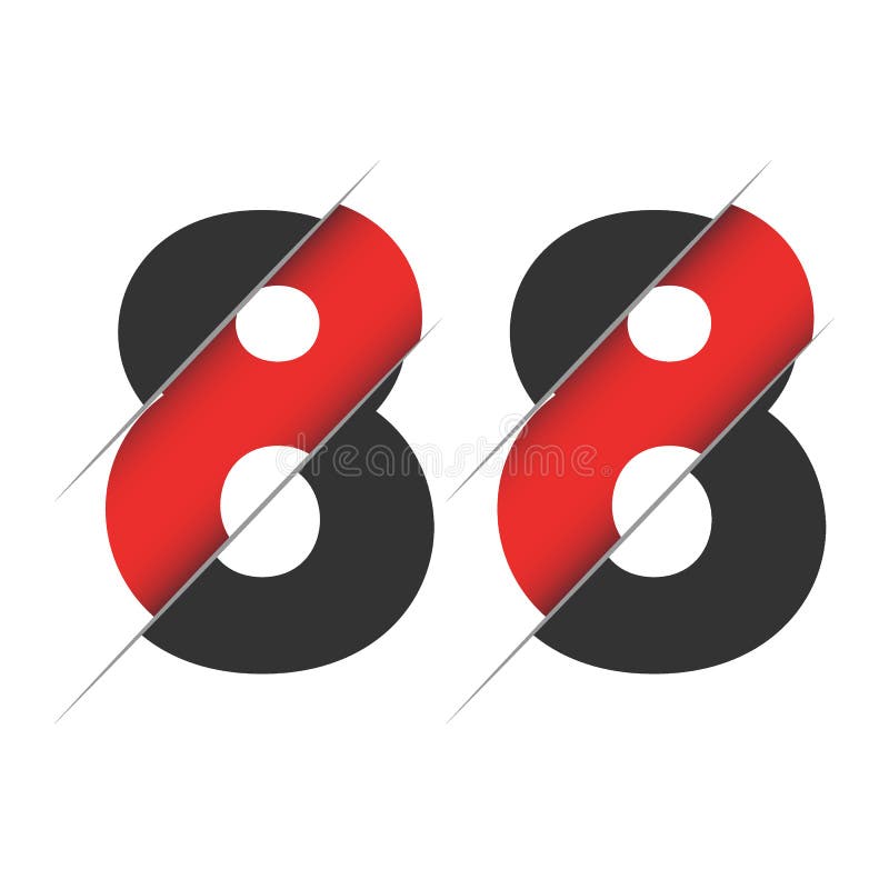 88 8 Number Logo Design with a Creative Cut and Black Circle Background ...