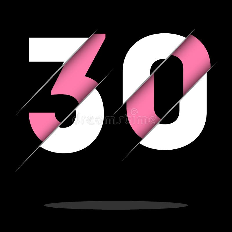 30 3 0 Number Logo Design with a Creative Cut and Black Circle ...
