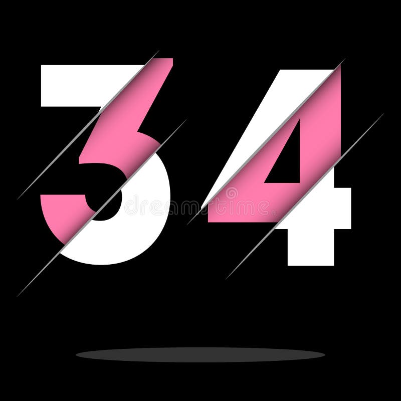 34 3 4 Number Logo Design with a Creative Cut and Black Circle ...