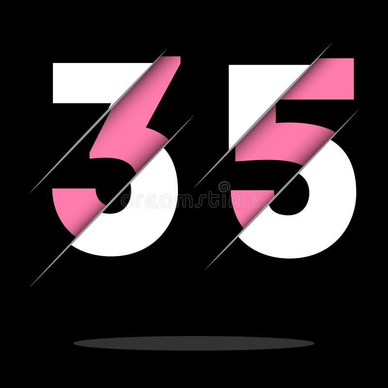 35 3 5 Number Logo Design with a Creative Cut and Black Circle ...