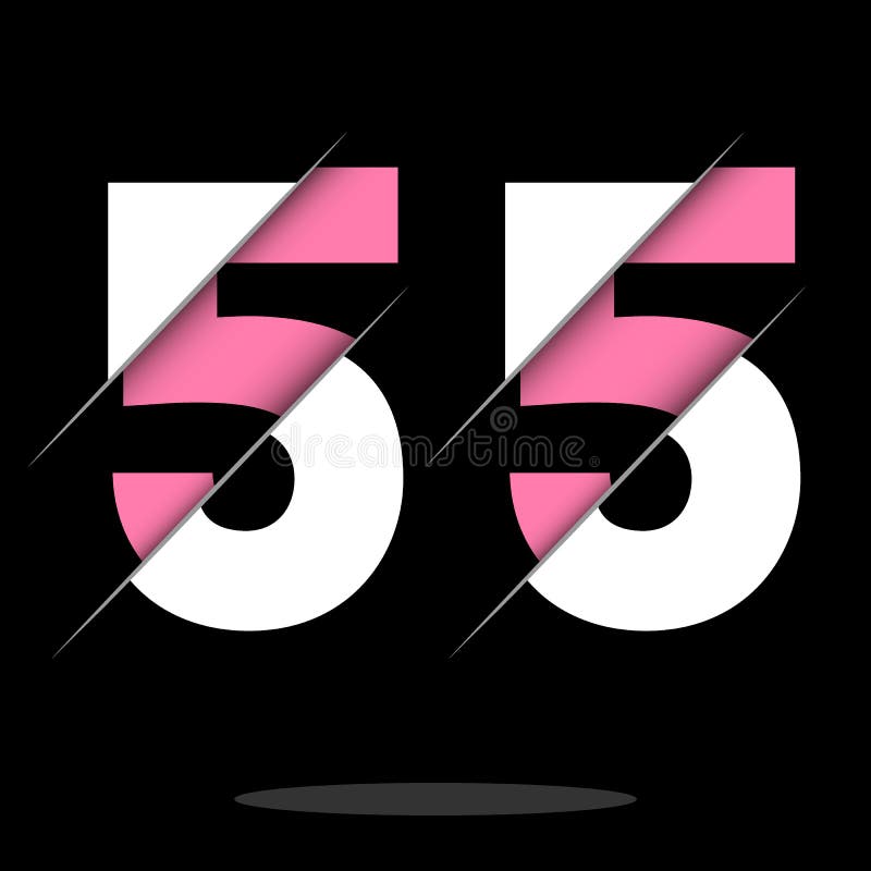 55 5 Number Logo Design with a Creative Cut and Black Circle Background ...
