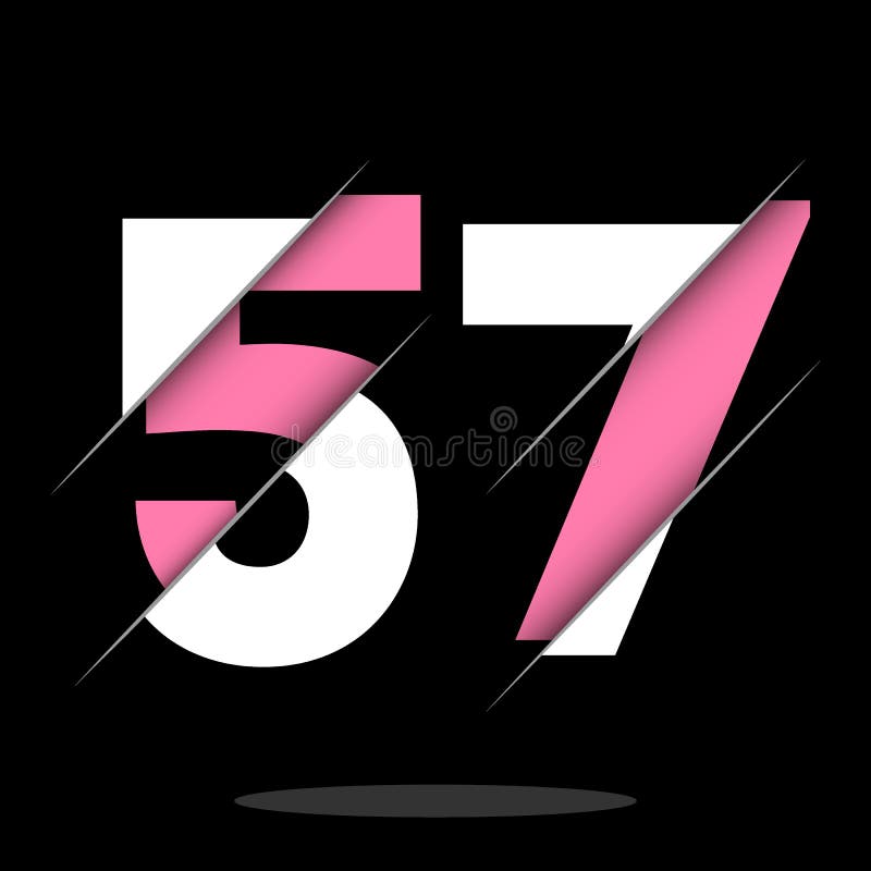 57 5 7 Number Logo Design with a Creative Cut and Black Circle ...