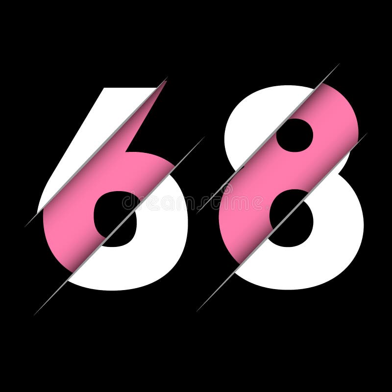 68 6 8 Number Logo Design with a Creative Cut and Black Circle ...