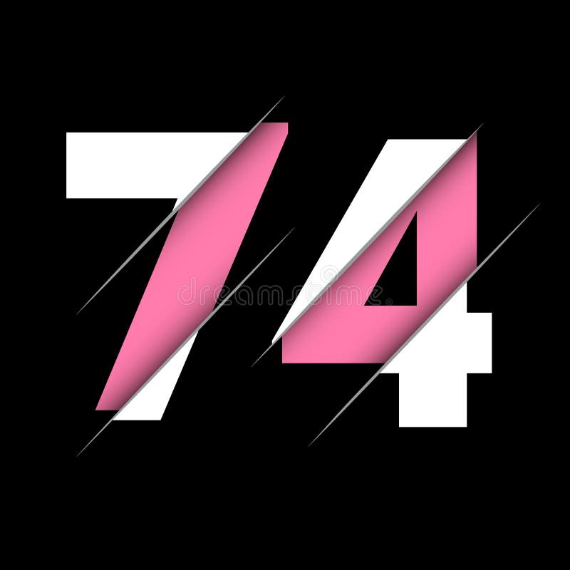 74 7 4 Number Logo Design with a Creative Cut and Black Circle ...