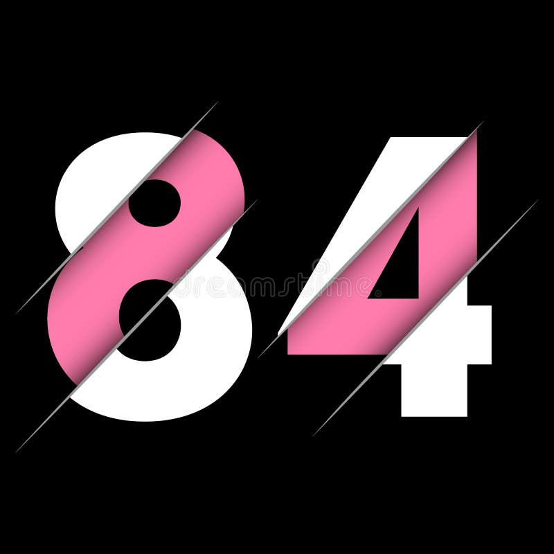 84 8 4 Number Logo Design with a Creative Cut and Black Circle ...