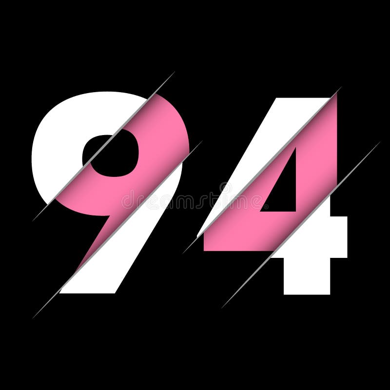 94 9 4 Number Logo Design with a Creative Cut and Black Circle ...