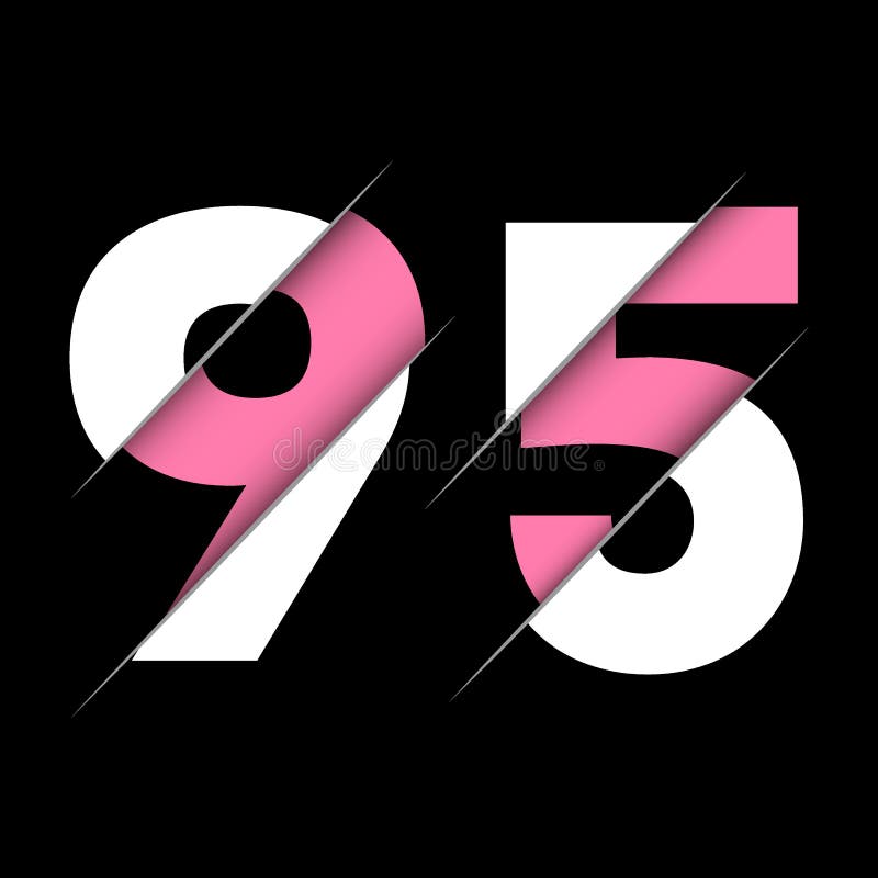 95 9 5 Number Logo Design with a Creative Cut and Black Circle ...