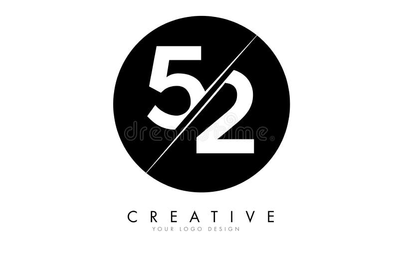 52 5 2 Number Logo Design with a Creative Cut and Black Circle ...