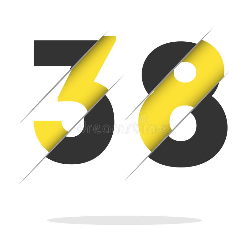 38 3 8 Number Logo Design with a Creative Cut and Black Circle ...