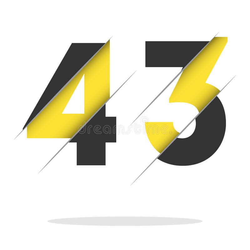 43 4 3 Number Logo Design with a Creative Cut and Black Circle ...
