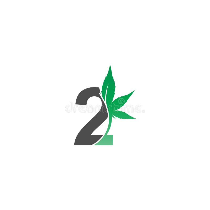 Number 2 Logo Icon with Cannabis Leaf Design Vector Stock Vector ...