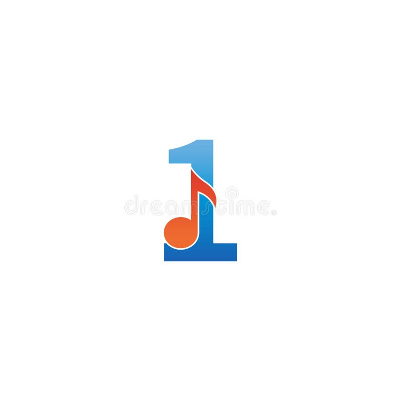 Number 1 Logo Icon Combined with Note Musical Design Stock Vector ...