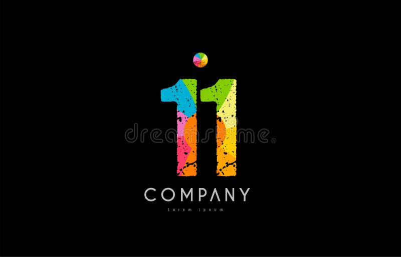 11 Number Grunge Color Rainbow Numeral Digit Logo Stock Vector ...