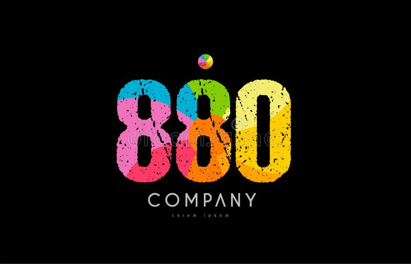 880 Number Grunge Color Rainbow Numeral Digit Logo Stock Illustration ...