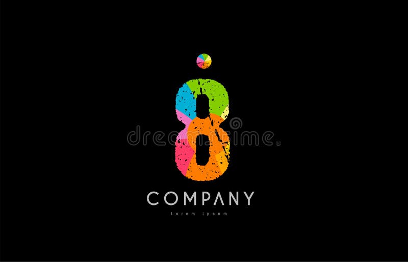 8 Number Grunge Color Rainbow Numeral Digit Logo Stock Illustration ...