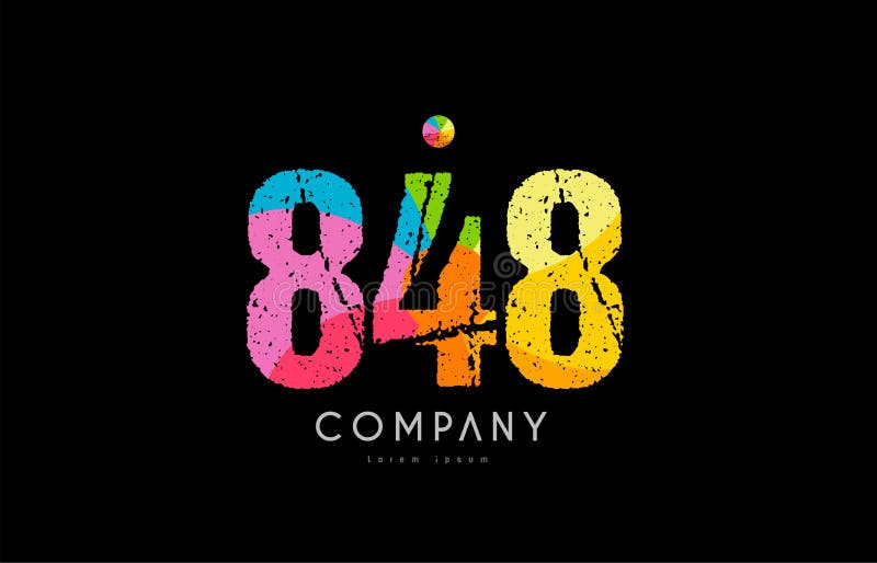 848 Number Grunge Color Rainbow Numeral Digit Logo Stock Vector ...