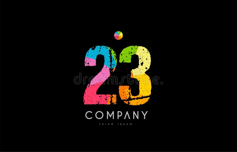 23 Number Grunge Color Rainbow Numeral Digit Logo Stock Illustration ...